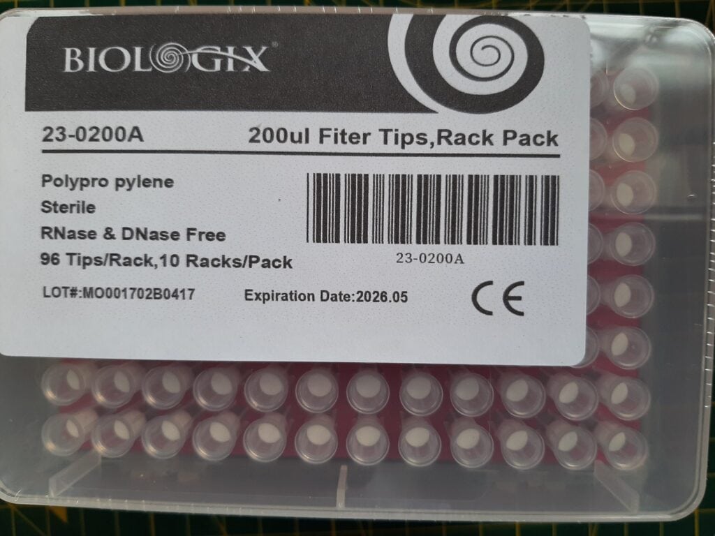 200µl Sterile Filter Tips Are Low Binding Polymer