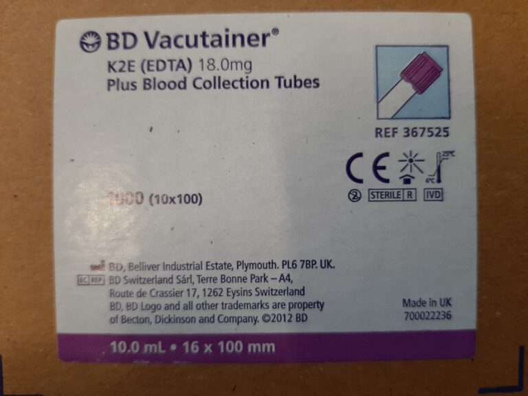 10ml Vacutainer Tube K2EDTA BD367525 Blood Tube.
