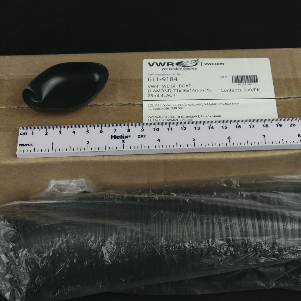 Diamond 25ml Weighing Boats, Black Made From Polystyrene.